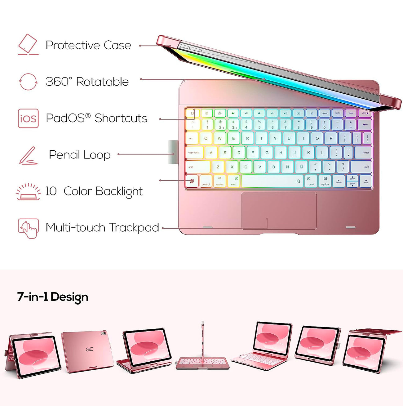 Keyboard Case for 10.9"-11" iPad (Air 4-5, Pro 1-4)